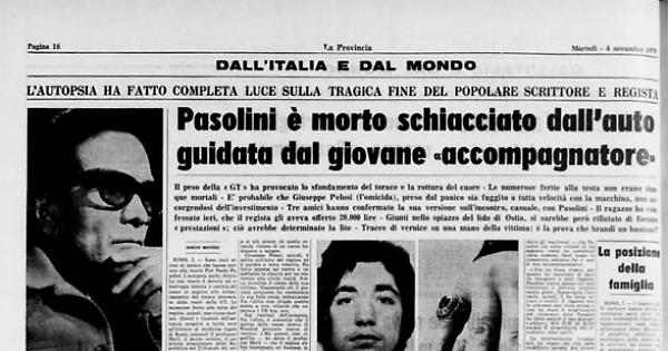 Pasolini è morto schiacciato dall'auto guidata dal giovane ...
