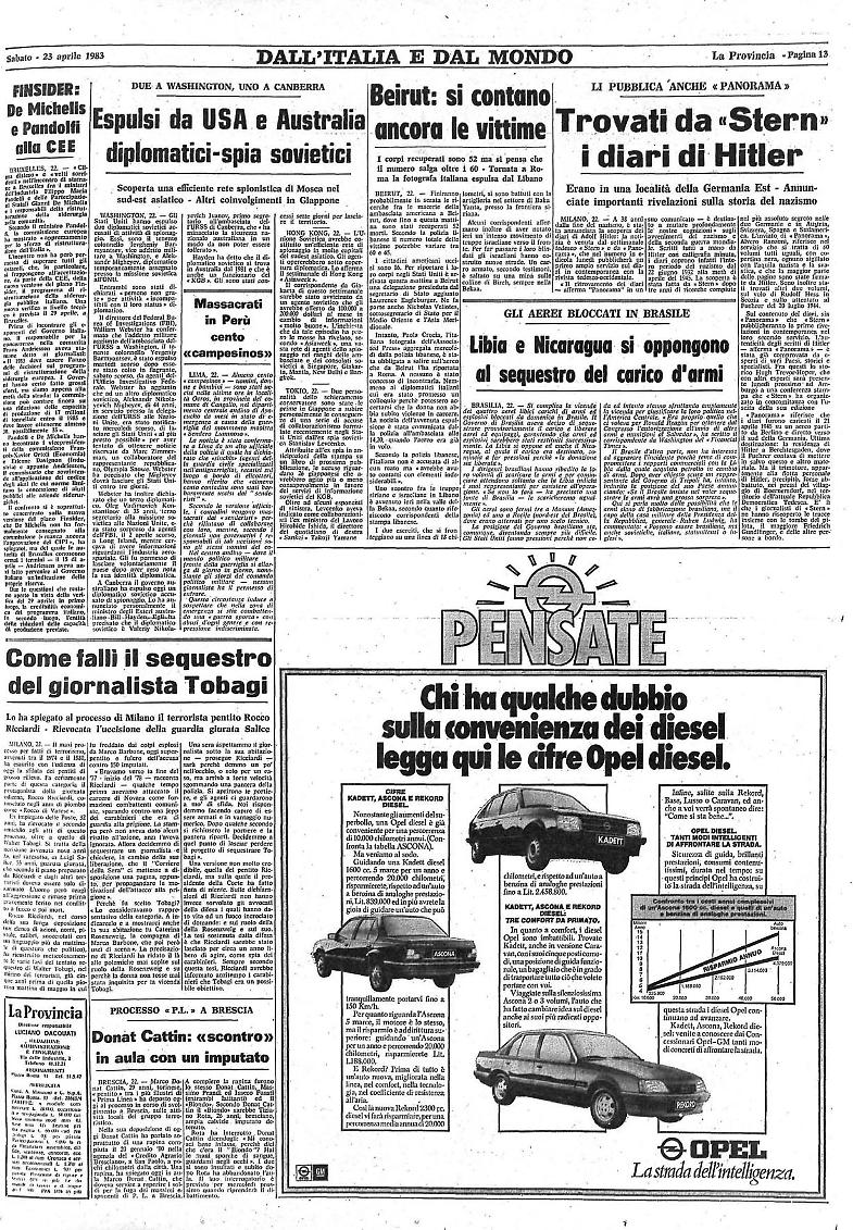 Trovati da «Stern» i diari di Hitler - La Provincia